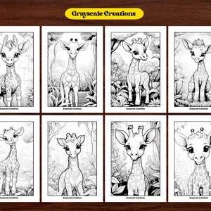 50 Cute Giraffe Coloring Page Book, Printable PDF Sheets, Instant ...