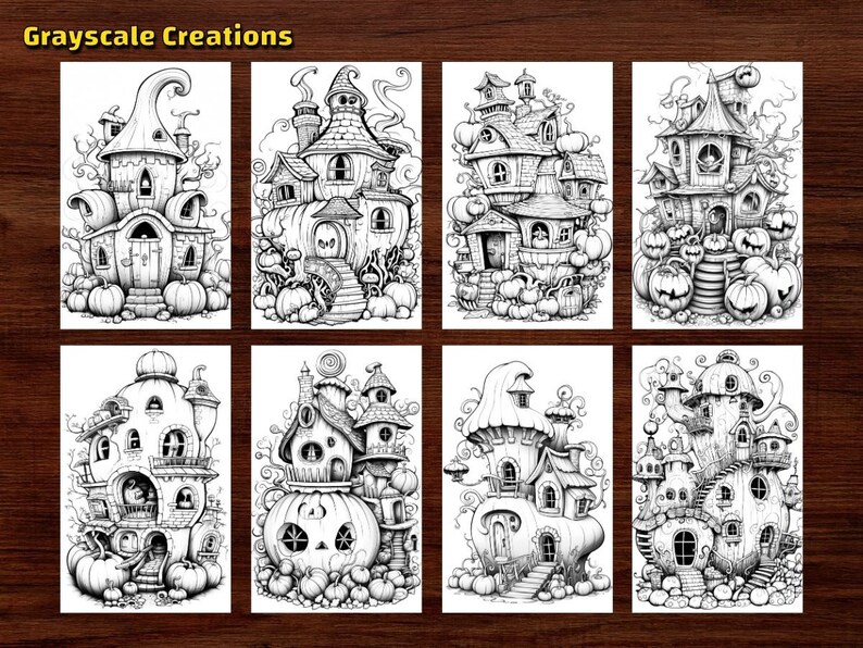 50 Pumpkin House Coloring Page Book Printable PDF Sheets - Etsy
