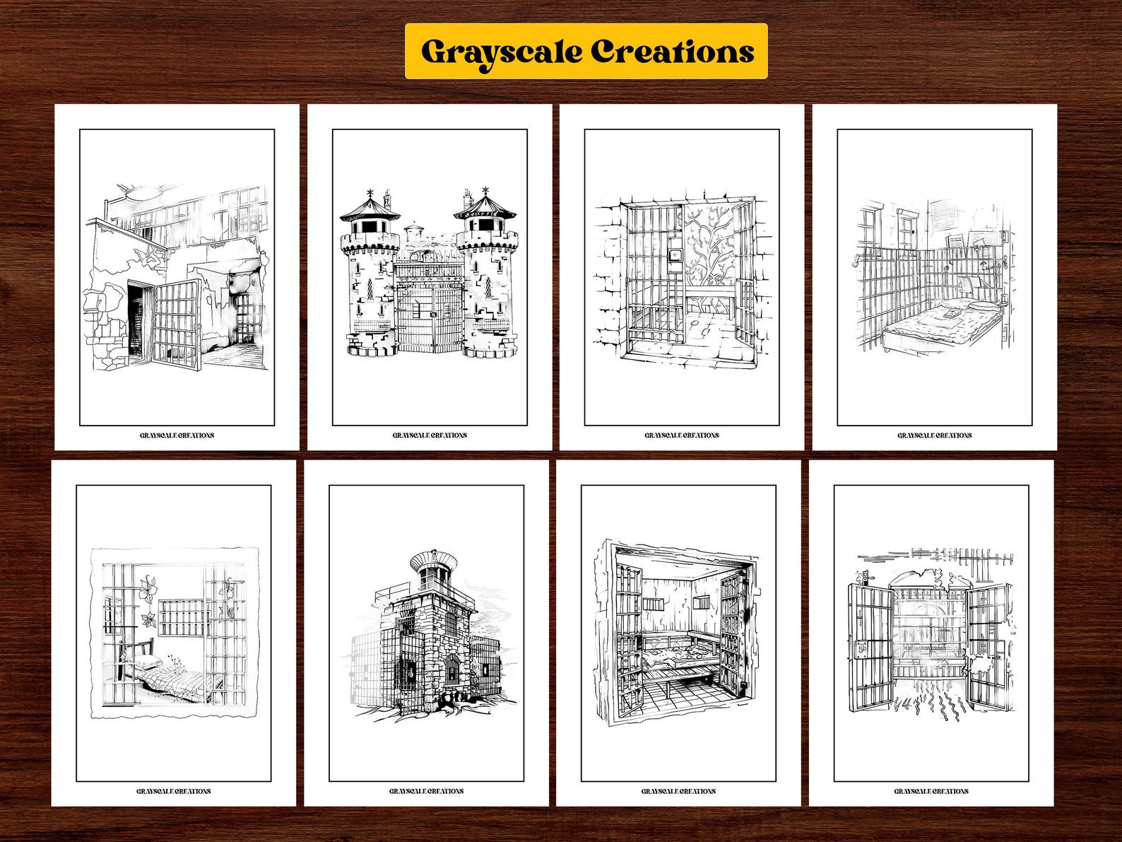 50 Jail Coloring Page Book, Nature House Interior Design, Printable PDF ...