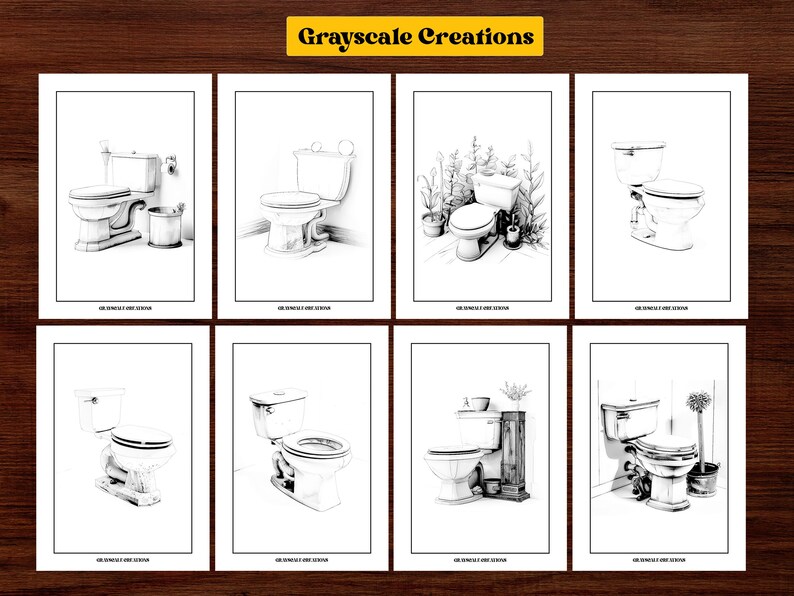 50 Toilet Coloring Page Book, Nature House Interior Design, Printable ...