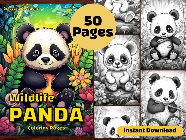 50 Cute Panda Coloring Page Book Printable PDF Sheets - Etsy