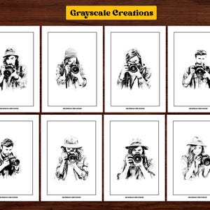 50 Photographer Coloring Page Book, People Human Profession Coloring ...