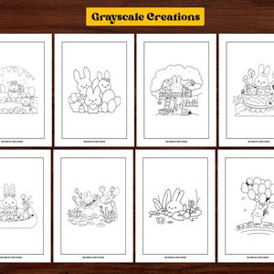 50 Easter Bunny Adventures Coloring Page Book, Easter Activity, Cozy ...