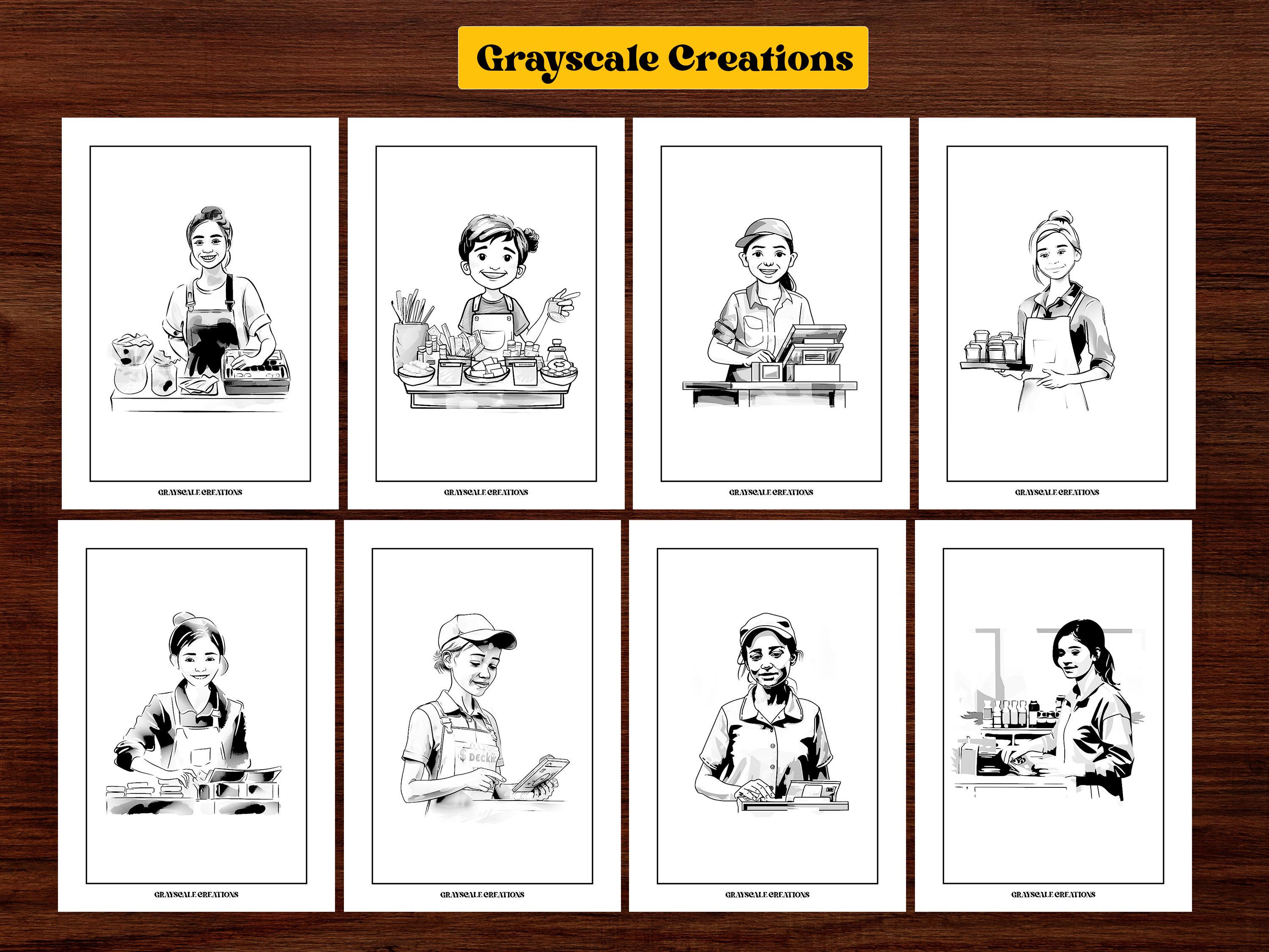 50 Cashier Coloring Page Book, People Human Profession Coloring Pages ...