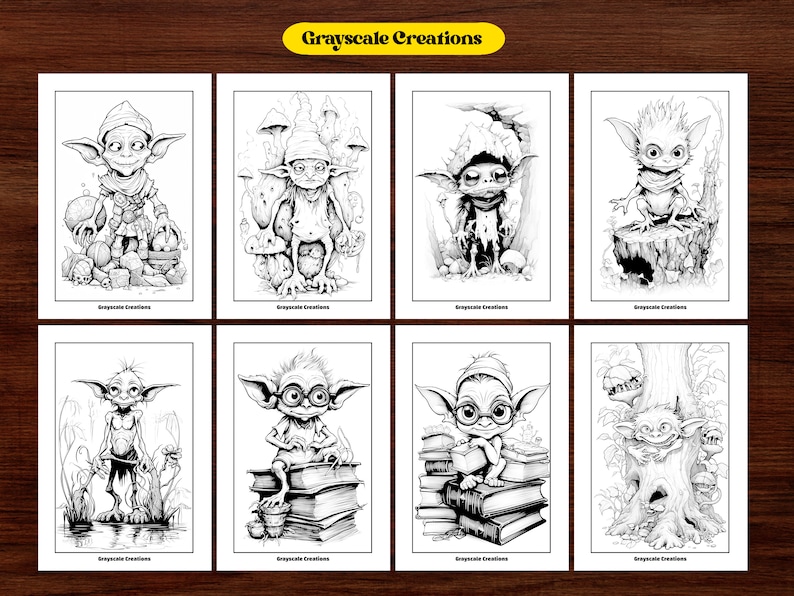 50 Cute Goblin Coloring Page Book, Printable PDF Sheets, Instant ...