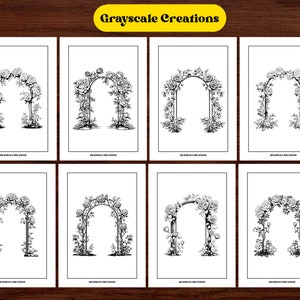 50 Arch Rose Coloring Page Book, Nature Botanical Flower Floral Bouquet ...