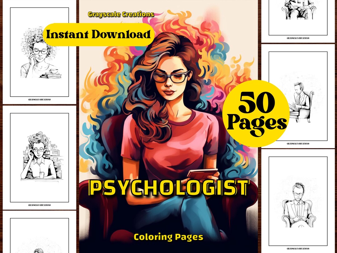 50 Psychologist Coloring Page Book, People Human Profession Coloring ...