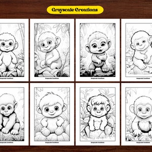 50 Cute Gorilla Coloring Page Book, Printable PDF Sheets, Instant ...