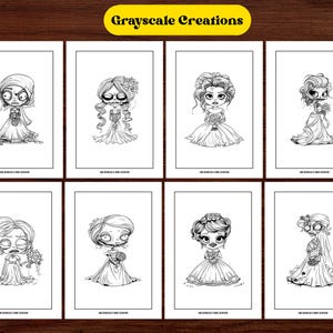 50 Cute Zombie Bride Coloring Page Book, Halloween Cartoon Creepy ...