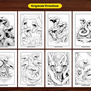 50 Scary Hydra Coloring Page Book, Printable PDF Sheets, Instant ...