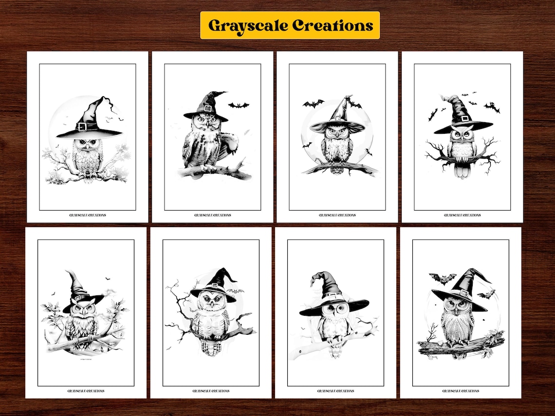 50 Halloween Owl Coloring Page Book, Halloween Cartoon Creepy ...