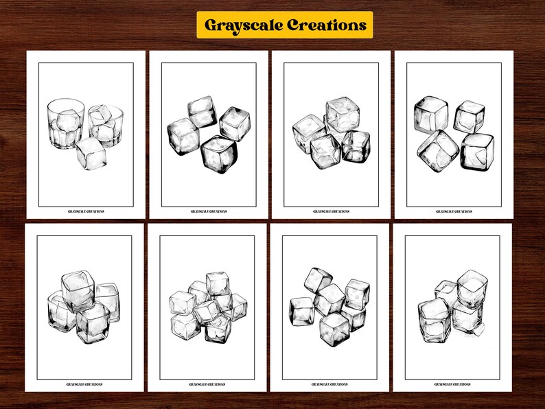 50 Ice Cubes Coloring Page Book, Food Beverage Drink Culinary ...