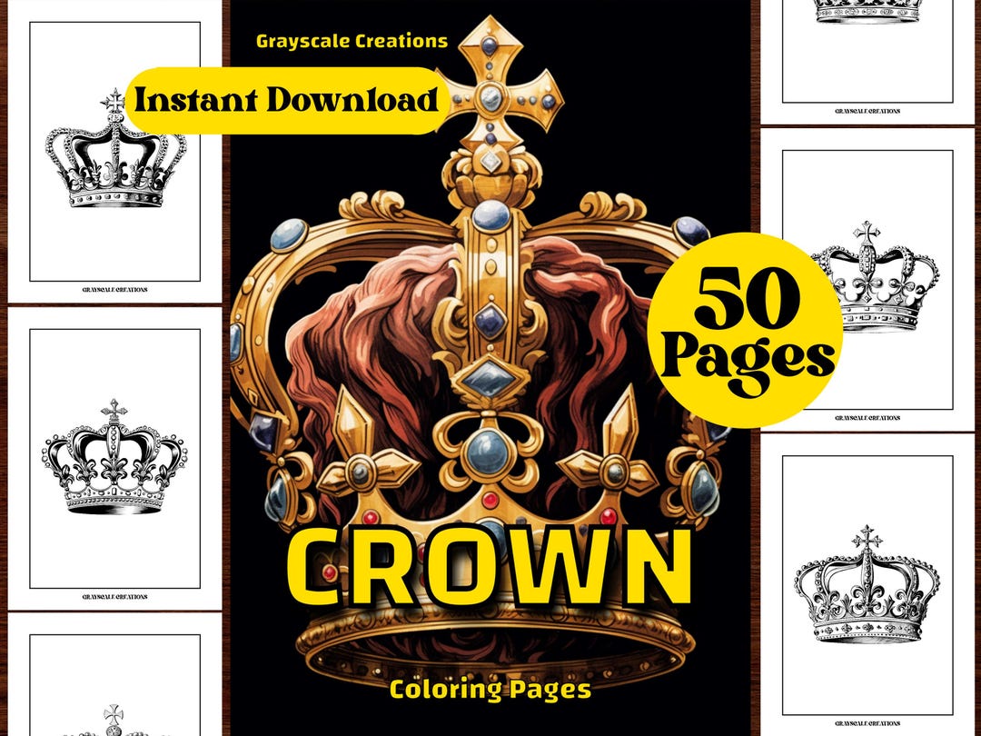 50 Crown Coloring Page Book, Nature Fashion Clothing Accessories ...