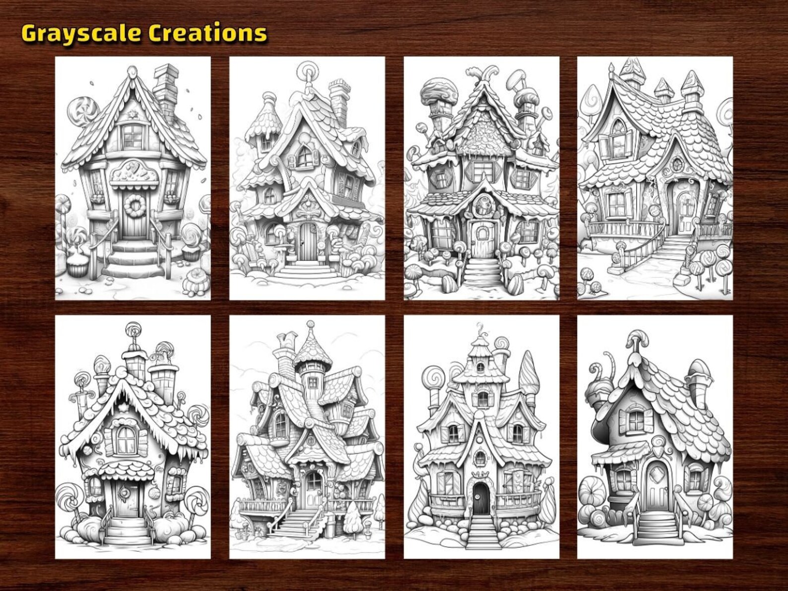 50 Gingerbread House Coloring Page Book, Printable PDF Sheets, Instant ...