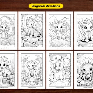 50 Cute Baby Dragon Coloring Page Book, Printable PDF Sheets, Instant ...