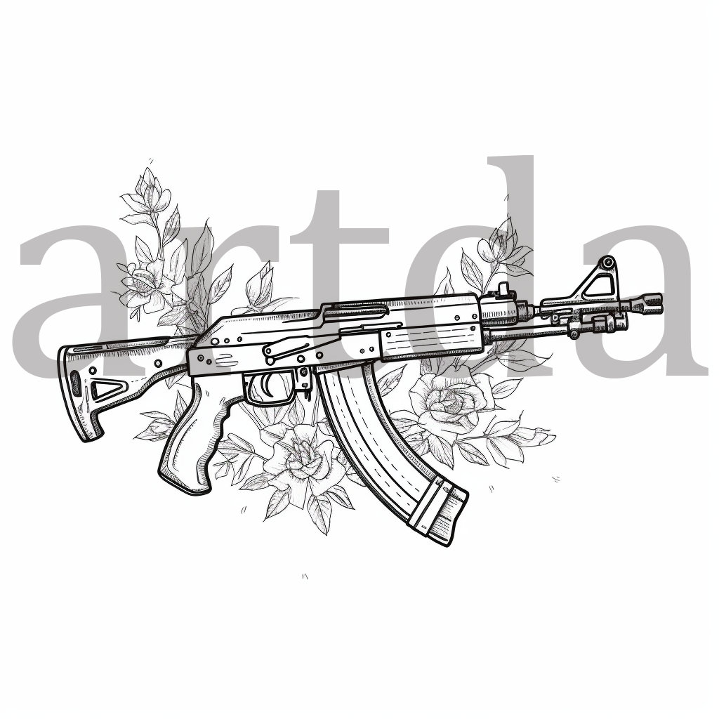 AK47 Tattoo Design With Minimal and Abstract Touches. - Etsy