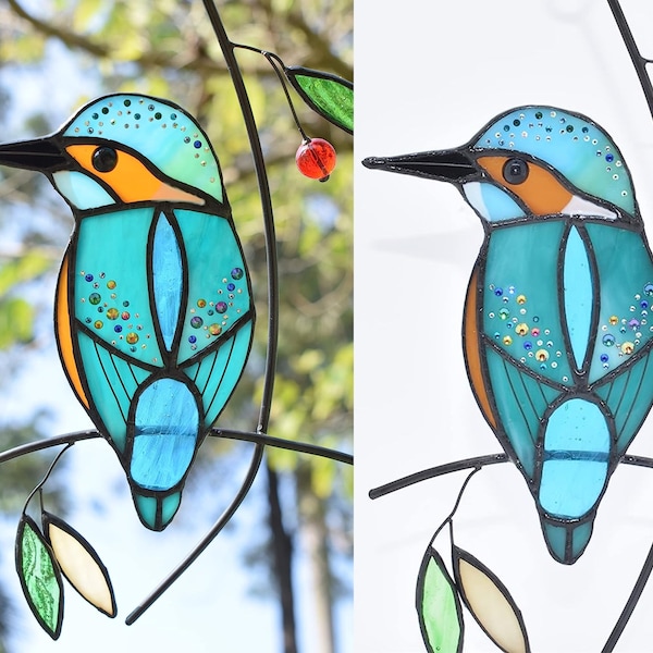 Kingfisher Stained Glass - Etsy