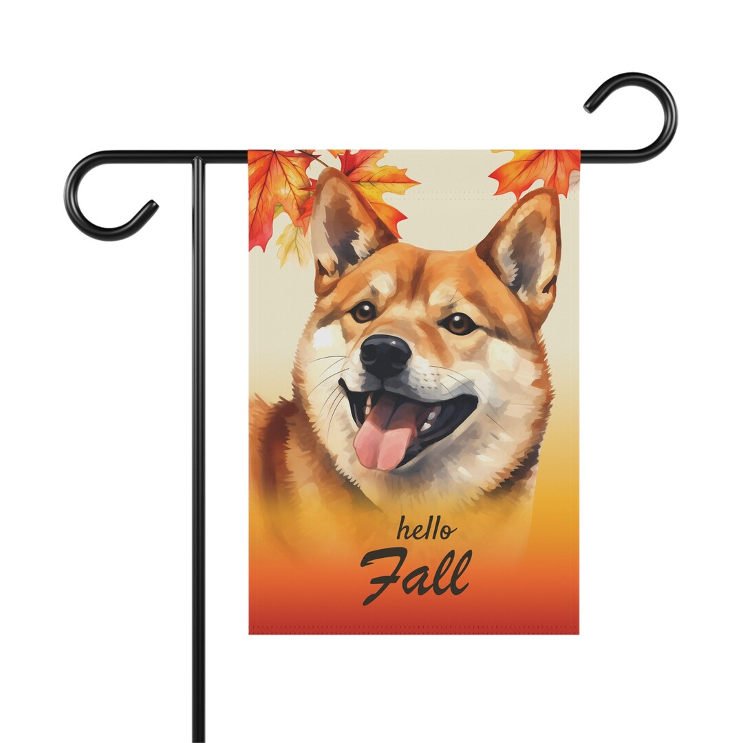 Shiba Inu Dog Flag - Hello Fall - Fall Decorations - Red Shiba Inu ...