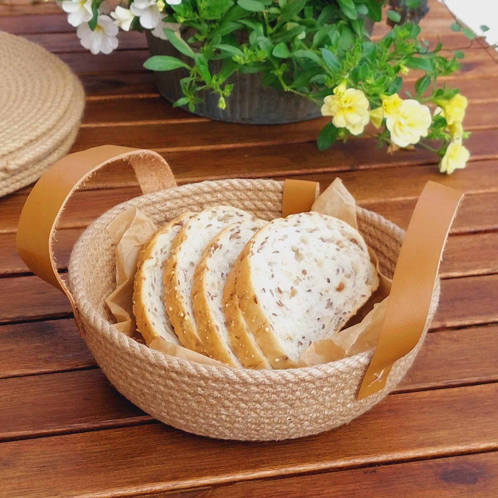 Bread Basket Tuscany, Jute Basket, for Restaurant, Hotels, Kitchen ...