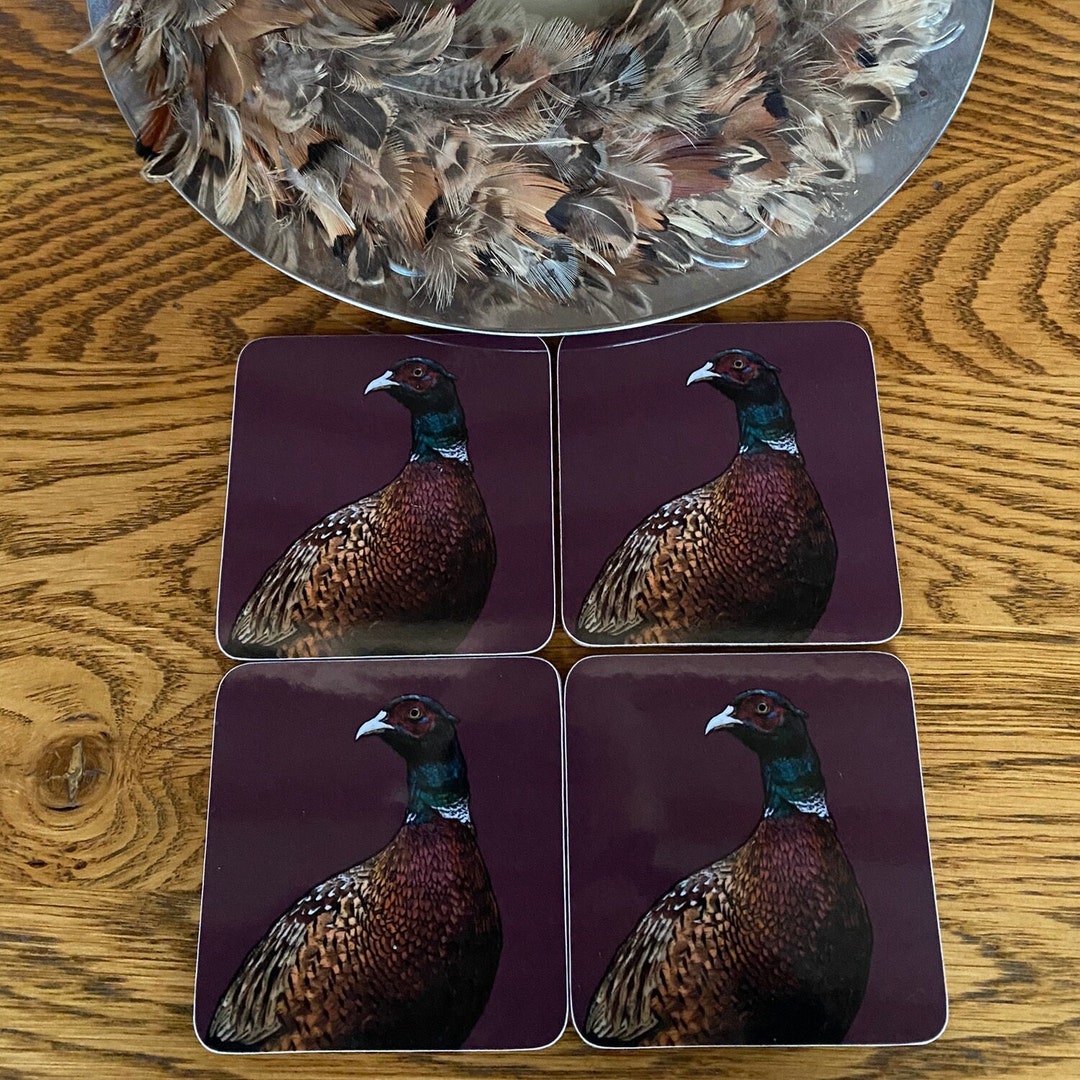 Set 4 Pheasant Coasters - Etsy