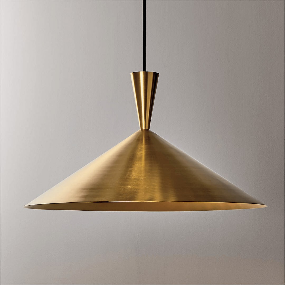 Polished Brass Pendant Light Modern Gold Pendant Light Cone Shaped ...