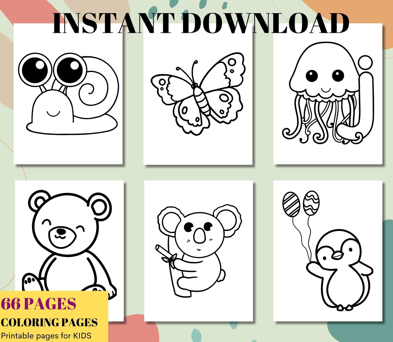 66 Coloring Pages for Kids Book Color Simple Pages Children Activities ...