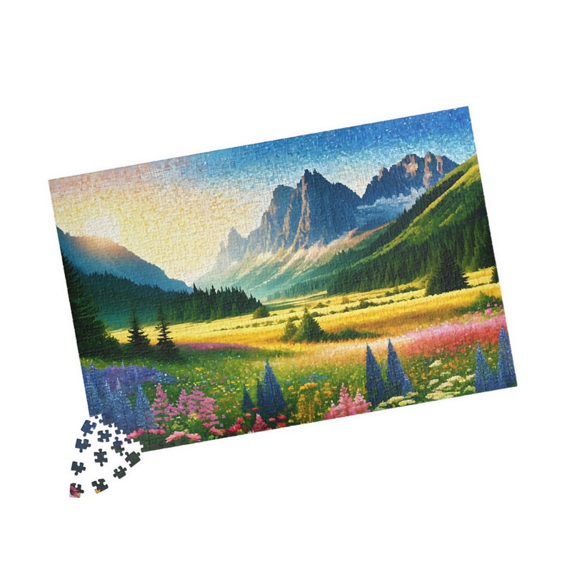 Quiet Meadow Hiking Trails Jigsaw Puzzle Serene Nature Mosaic Art ...