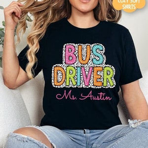 Custom School Bus Driver Shirt Personalized Name Gift for Bus Drivers ...