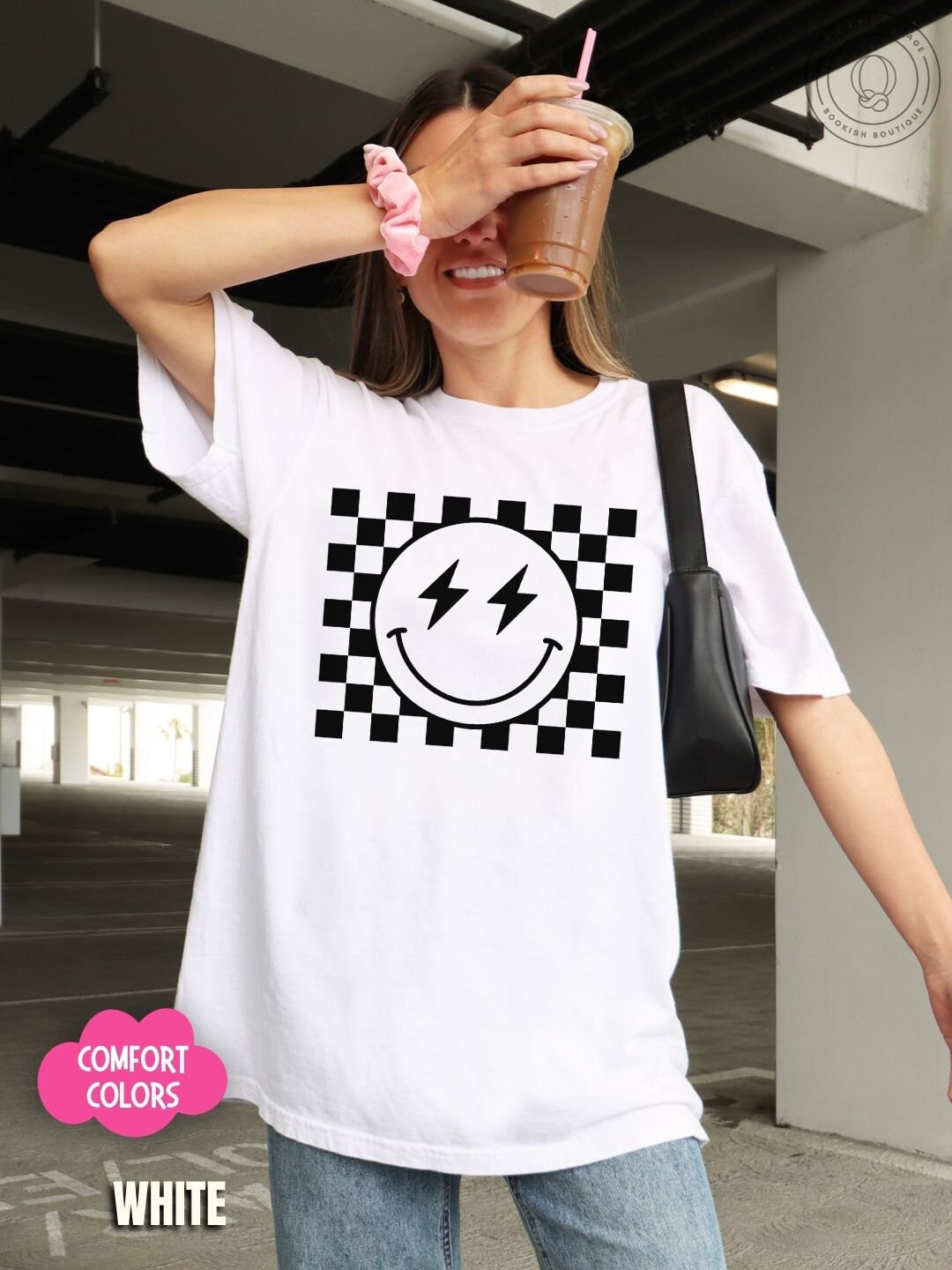 Comfort Colors® Retro Checkered Shirt, Trendy Aesthetic Happiness Shirt ...