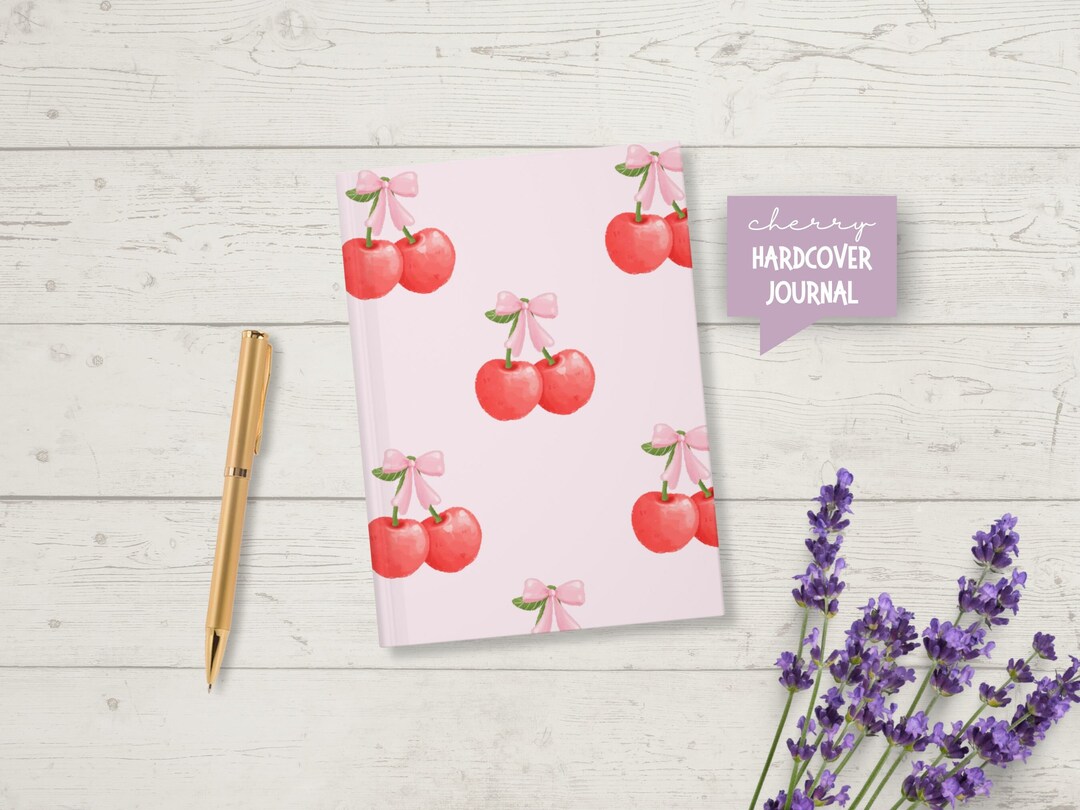 Coquette Writing Notebook Gift, Cherries Hardcover Journal Matte, Gift ...