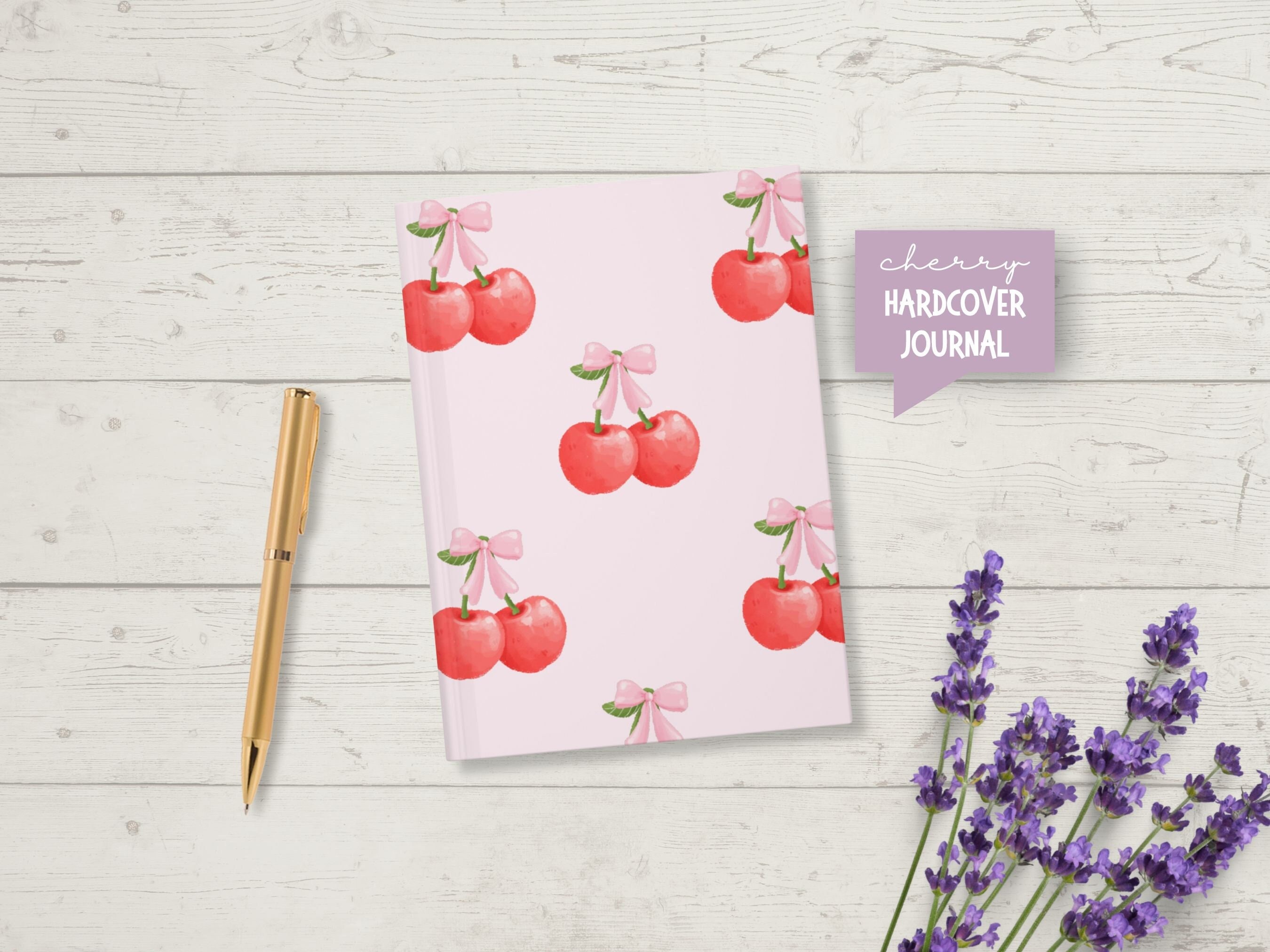 Coquette Writing Notebook Gift, Cherries Hardcover Journal Matte, Gift ...