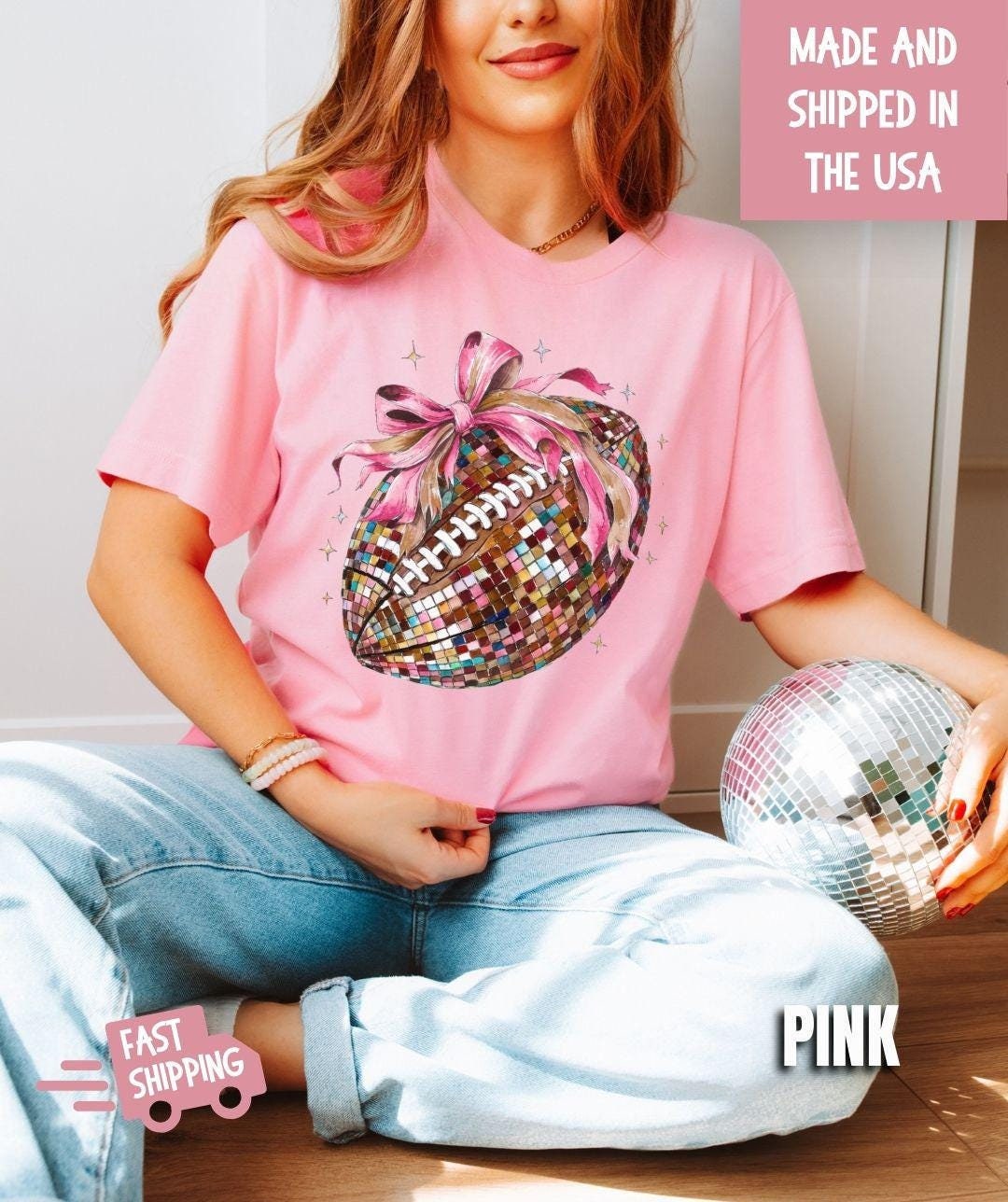 Disco Football Shirt Cute Bow Football Season Shirt Game Day Shirt ...