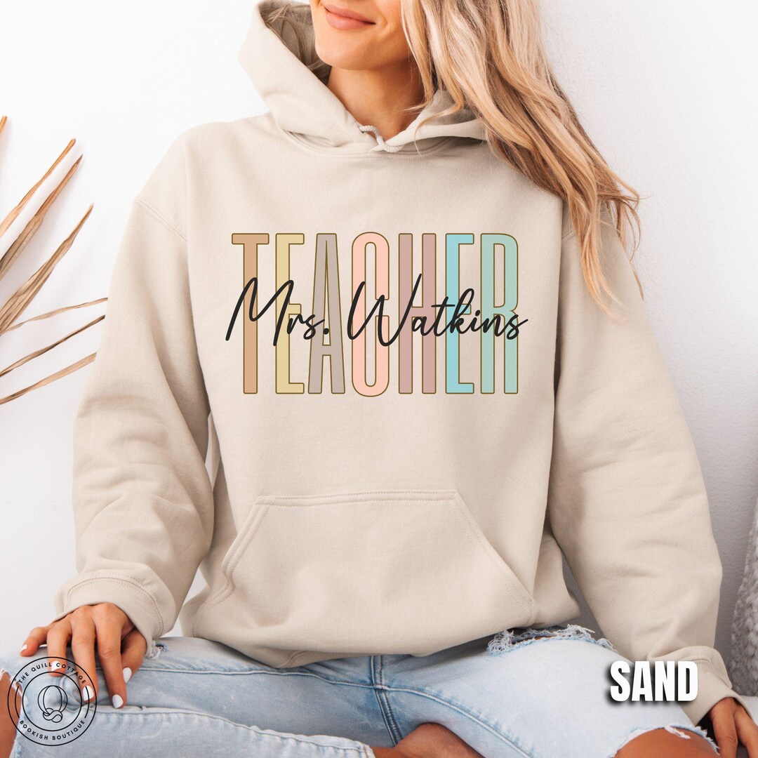 Custom Teacher Hoodie, Teacher Custom Name Sweater, Personalized Cozy ...