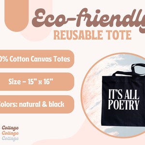 Canvas Tote Bag Poetry Lover Gift for Librarian Bookish Bag Eco ...