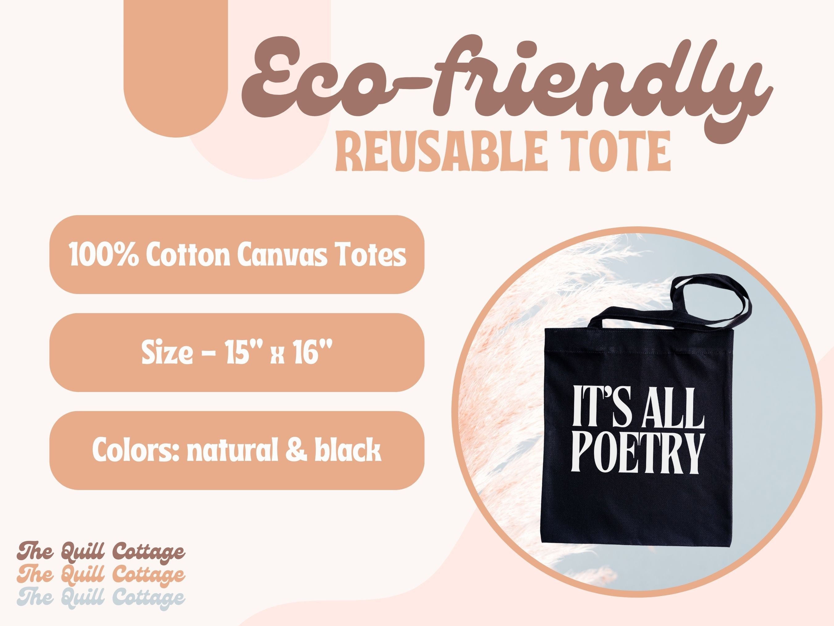Canvas Tote Bag Poetry Lover Gift for Librarian Bookish Bag Eco ...