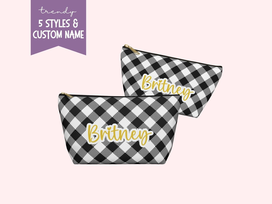 Personalized Pouch Custom Name Pouch Makeup Bag Pouch Gift Checker ...