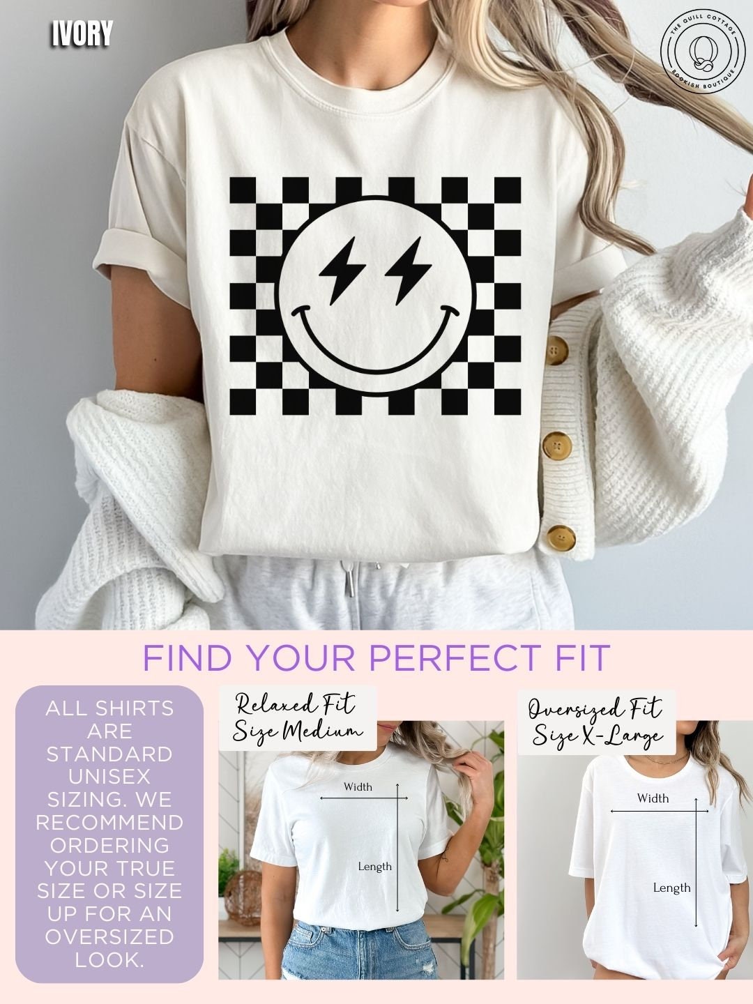 Comfort Colors® Retro Checkered Shirt, Trendy Aesthetic Happiness Shirt ...