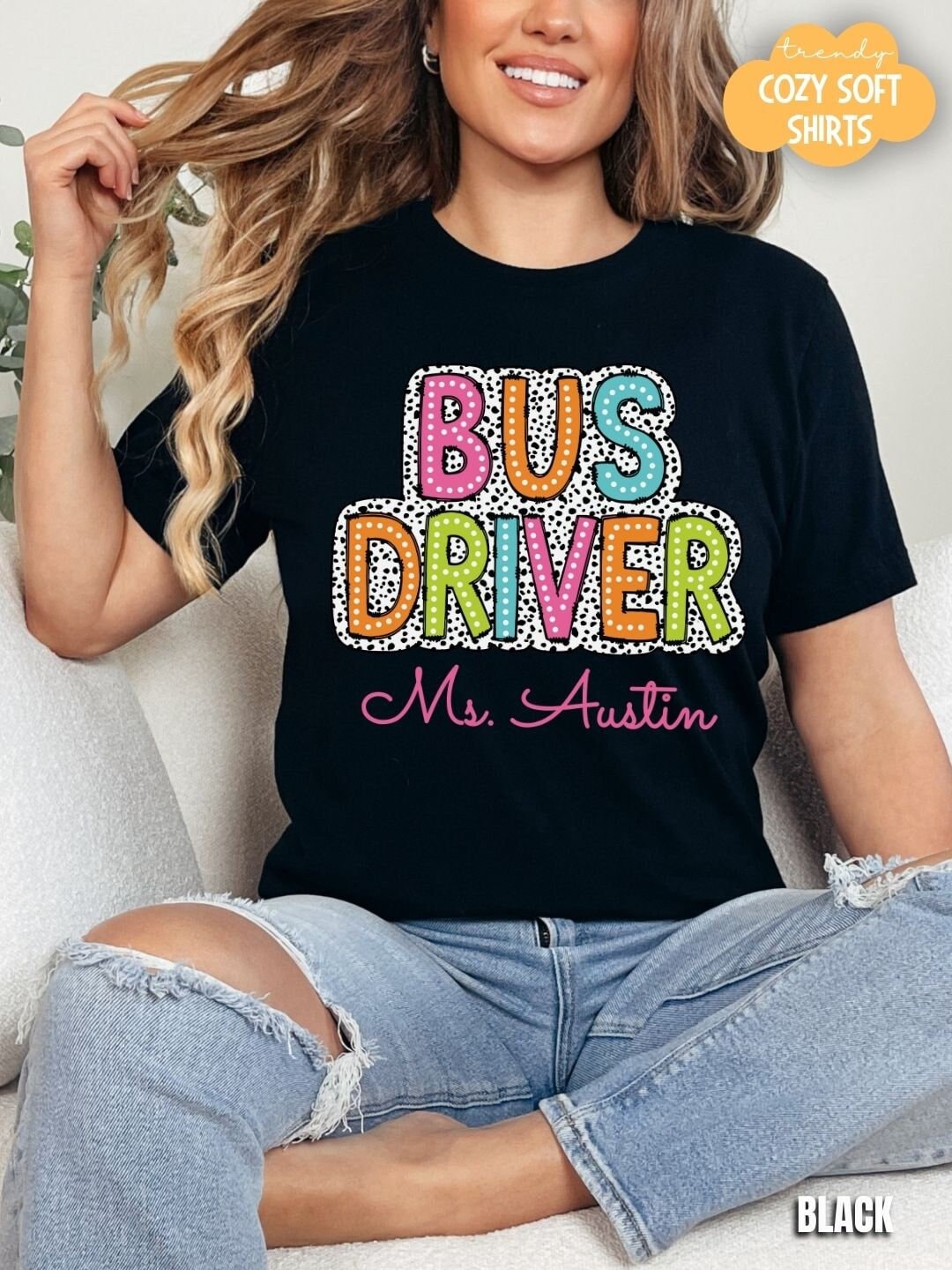 Custom School Bus Driver Shirt Personalized Name Gift for Bus Drivers ...