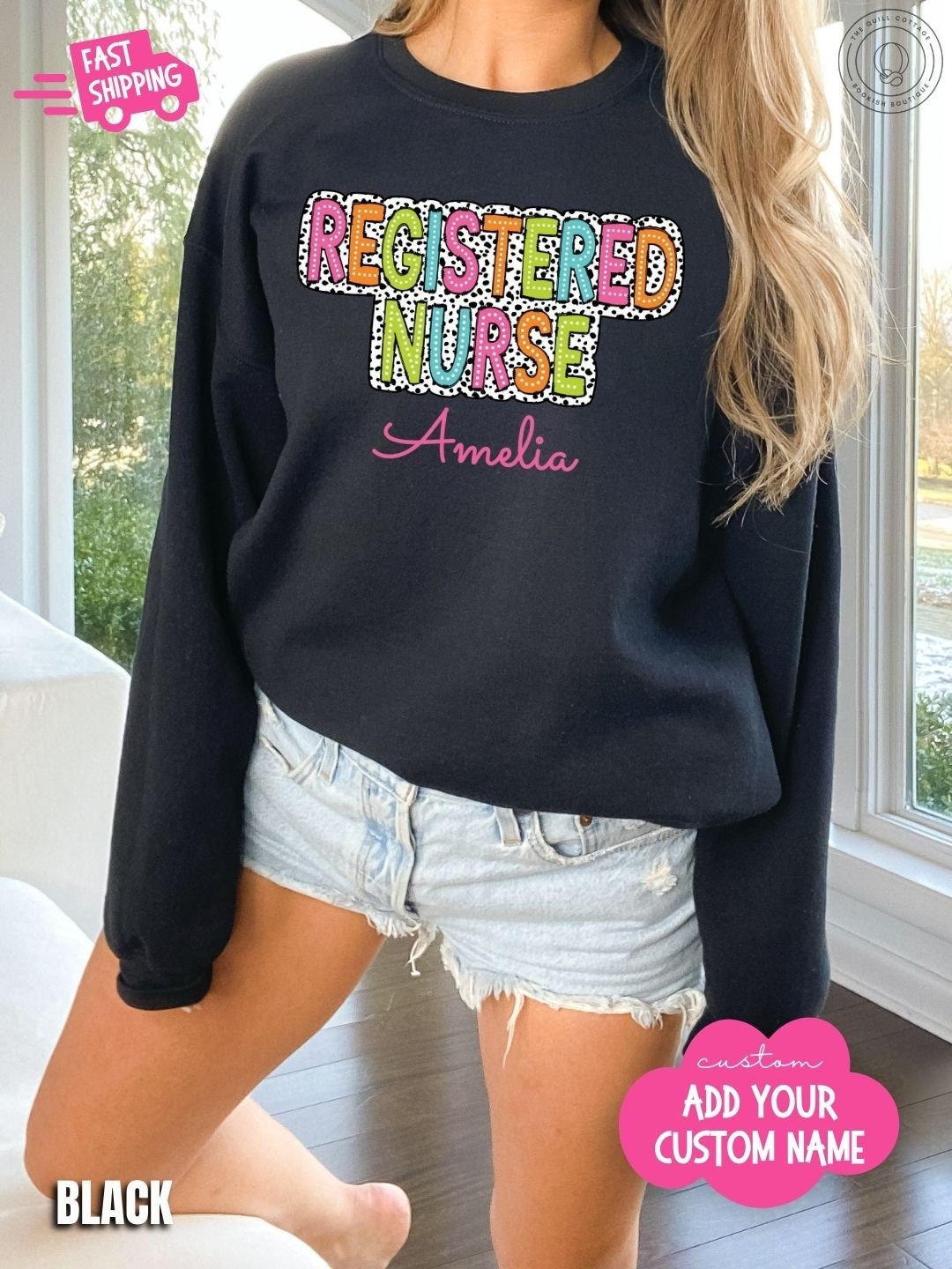 Personalized Registered Nurse Sweatshirt Custom Name Nurse Shirt ...