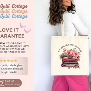 Canvas Tote Bag Writing the Next Chapter Book Lover Gift for Friend ...