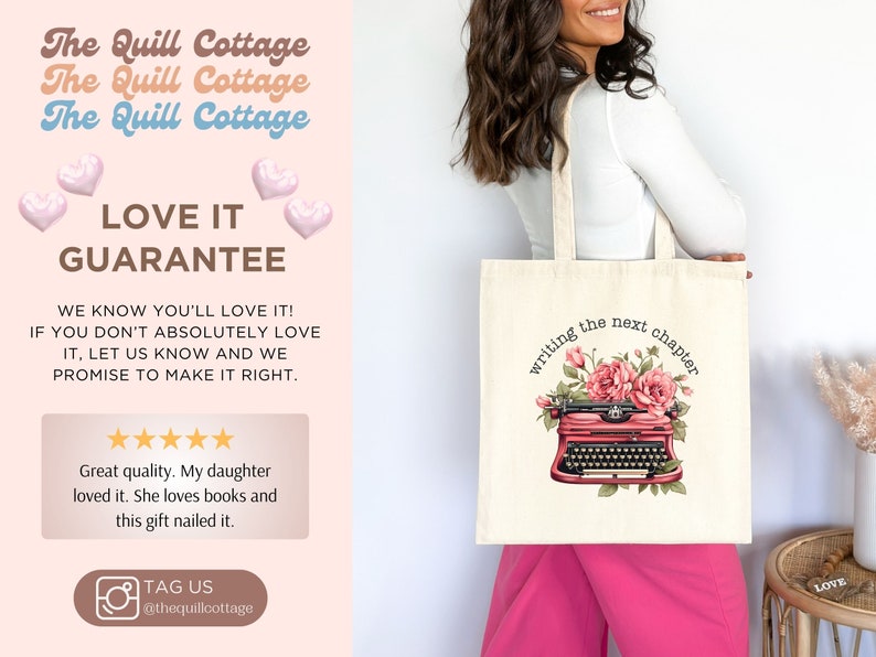 Canvas Tote Bag Writing the Next Chapter Book Lover Gift for Friend ...