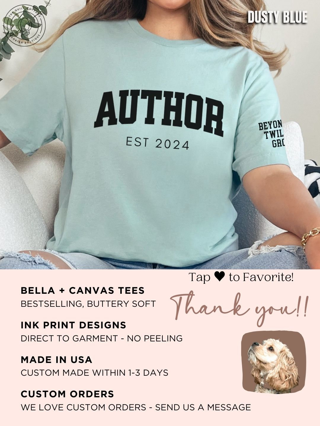 Personalized Author Shirts Custom Book Name on Sleeve Writer Shirt Gift ...