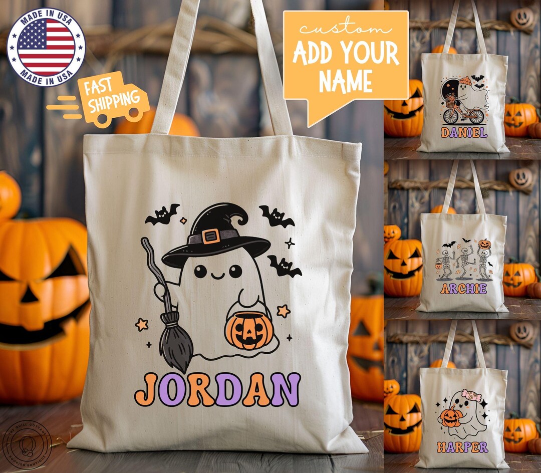 Personalized Trick or Treat Bag Custom Halloween Bag Halloween Tote for ...