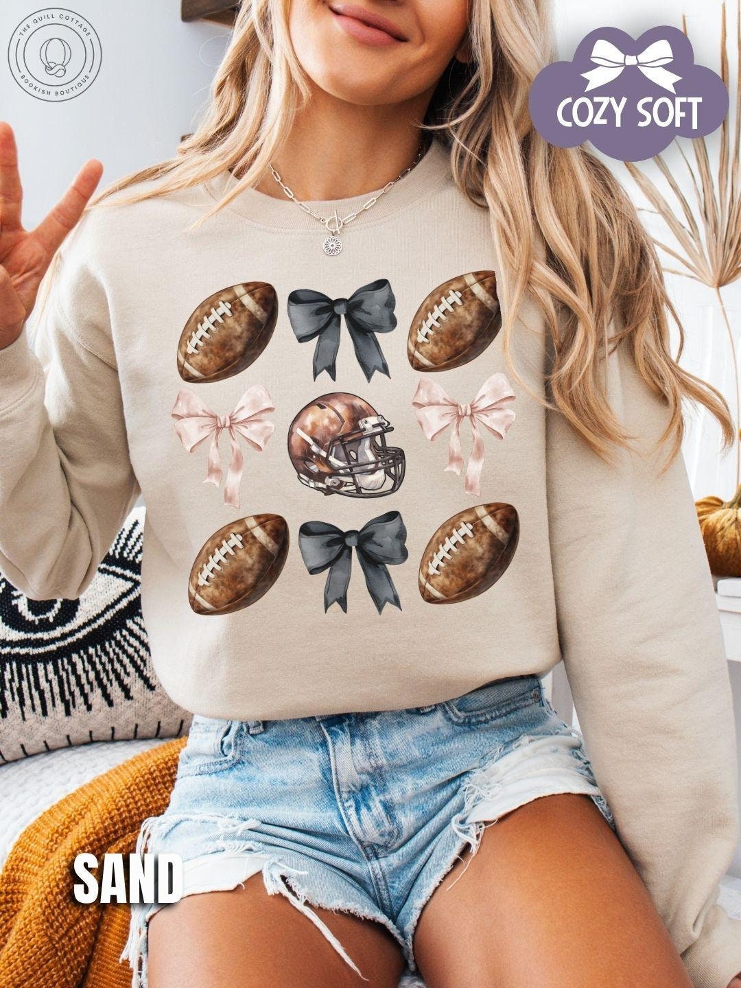 Football Sweatshirt Coquette Football Sweater Game Day Crewneck ...