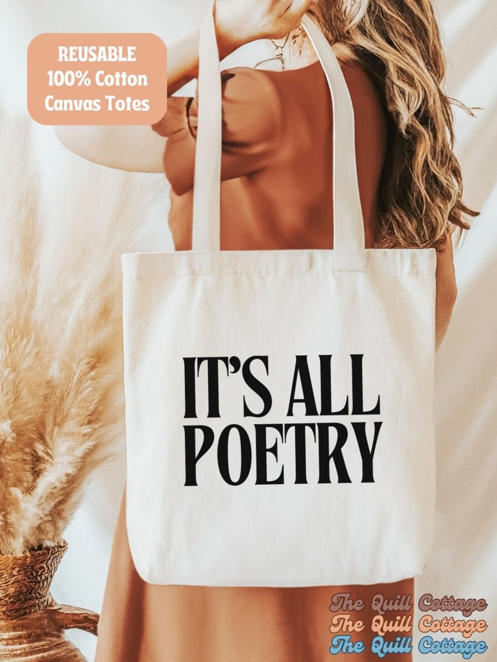 Canvas Tote Bag Poetry Lover Gift for Librarian Bookish Bag Eco ...