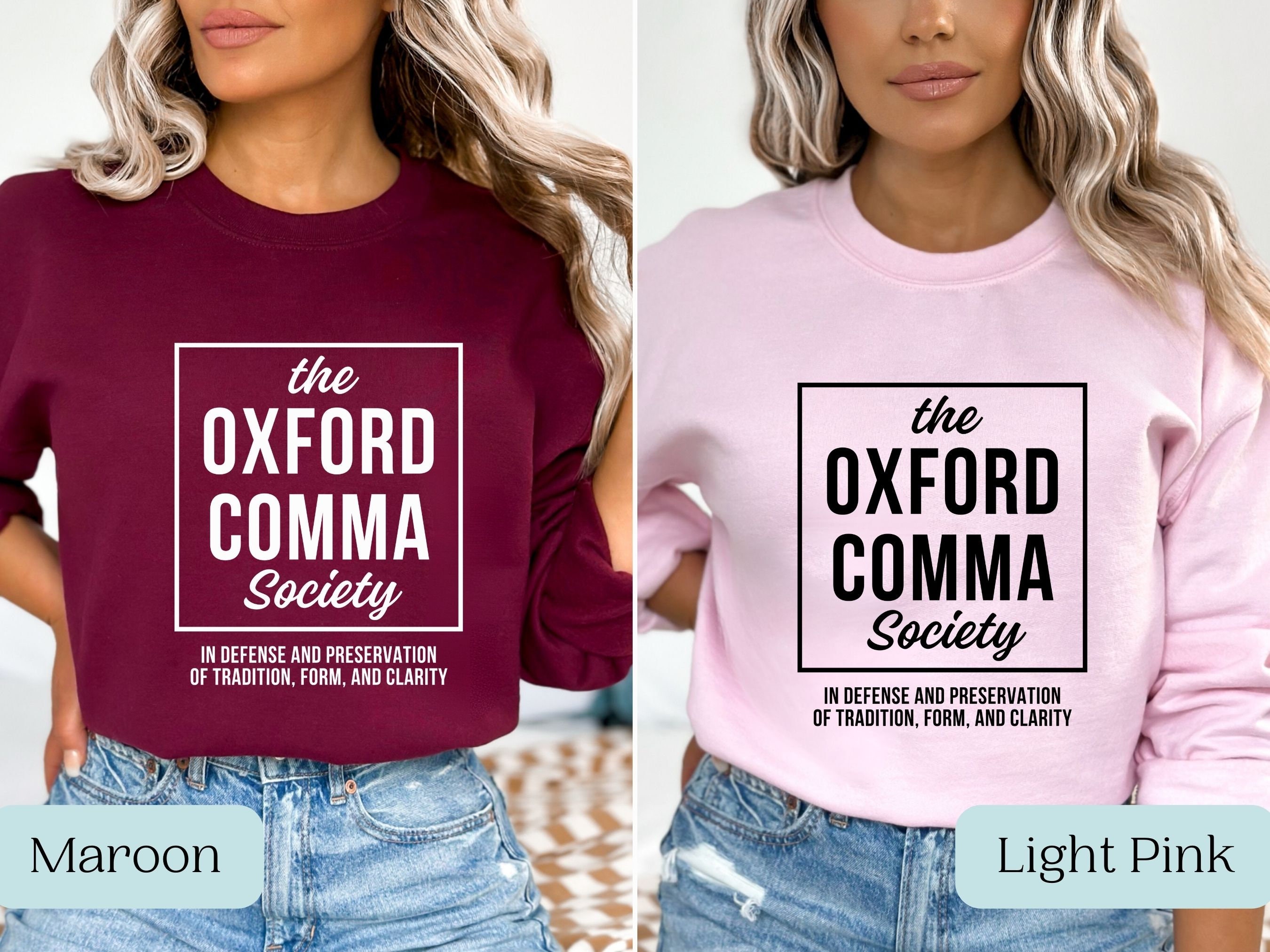 Oxford Comma Society Sweatshirt, Writer Gift Sweatshirt, Bibliophile ...