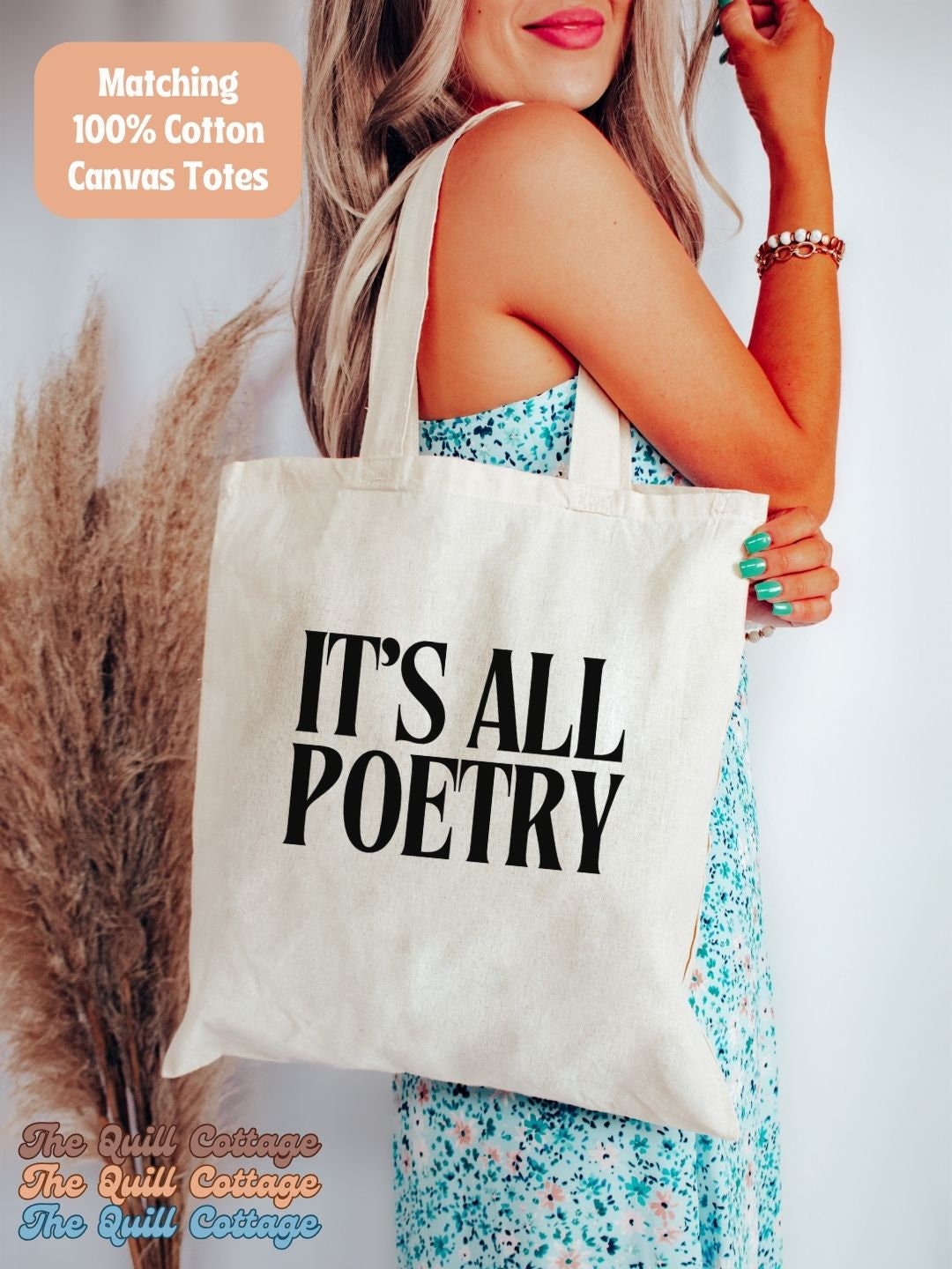 Canvas Tote Bag Poetry Lover Gift for Librarian Bookish Bag Eco ...