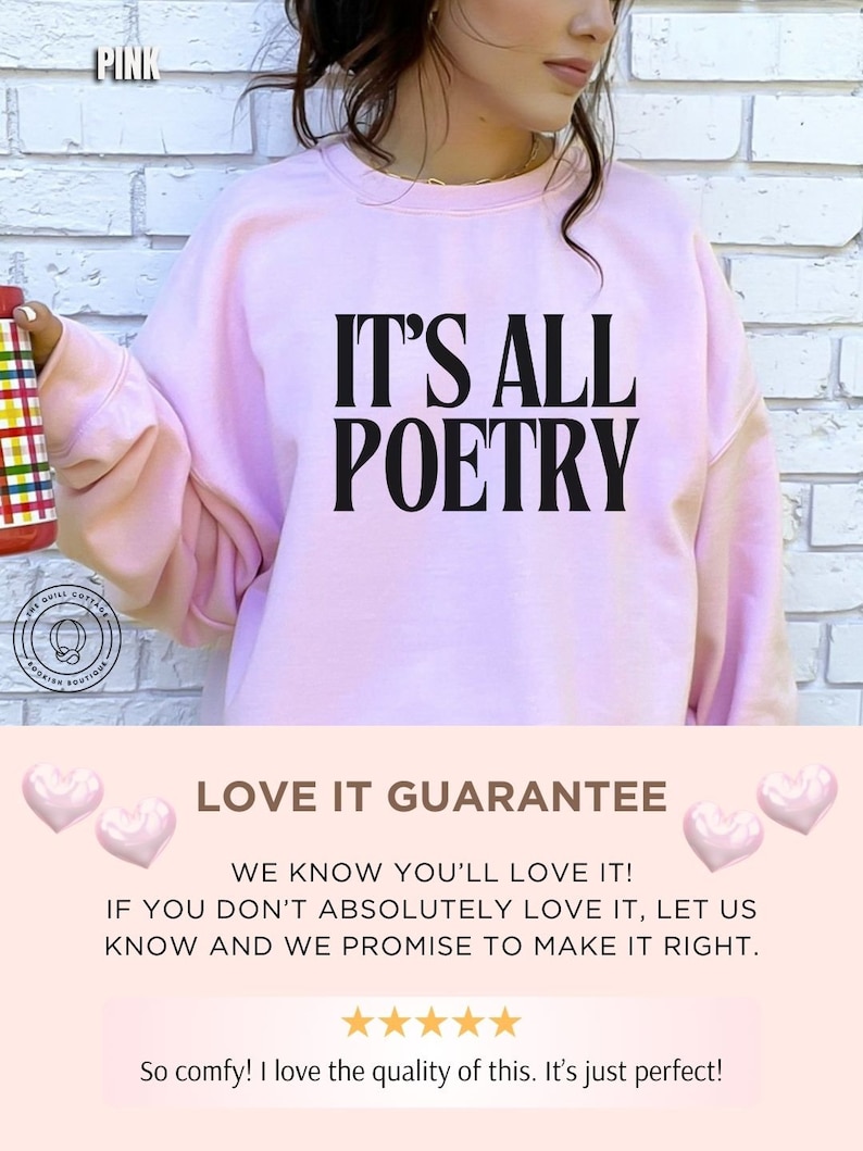 Poetry Sweatshirt Writing Poems Gift Poet Shirt Oversized Cute Sweater ...