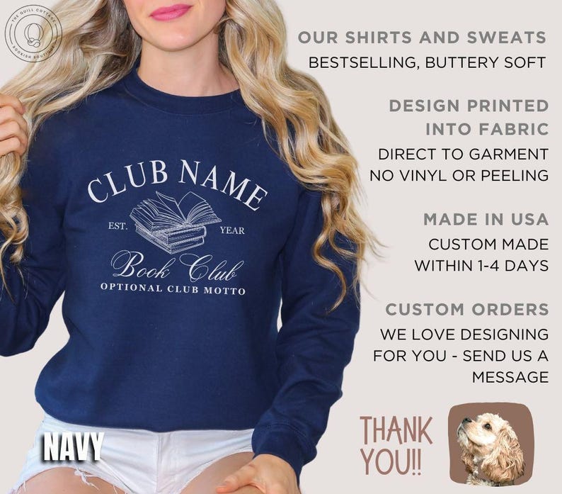 Book Club Personalized Sweatshirt Custom Bookish Sweater Personal Gift ...