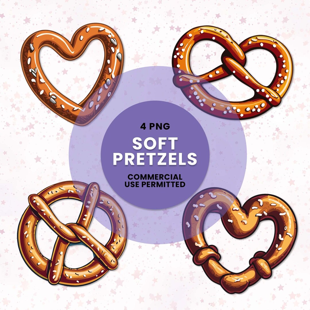 Soft Pretzel Clipart Food Sublimation Heart Shaped Pretzel Clip Art ...